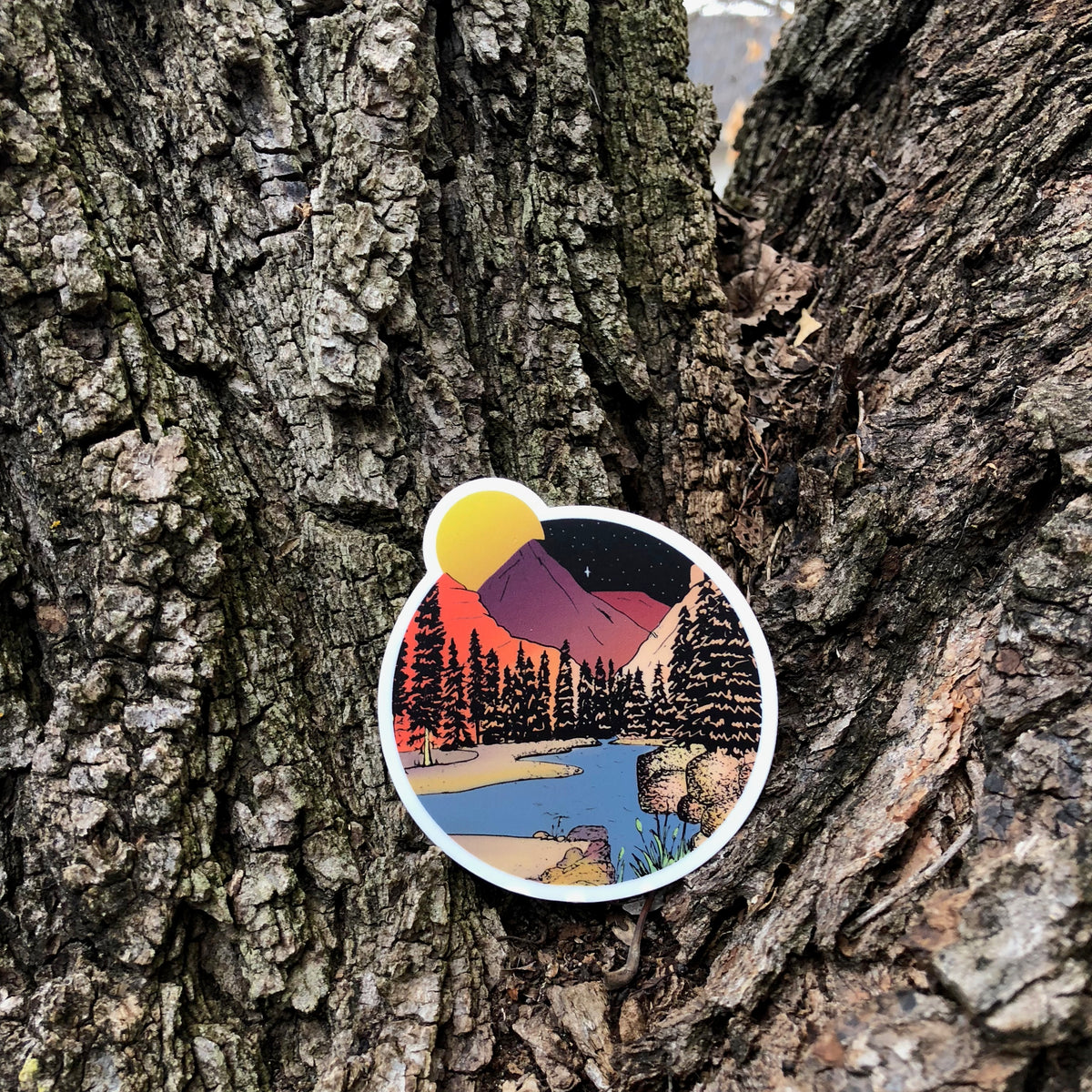 Mountains in the Moonlight Sticker