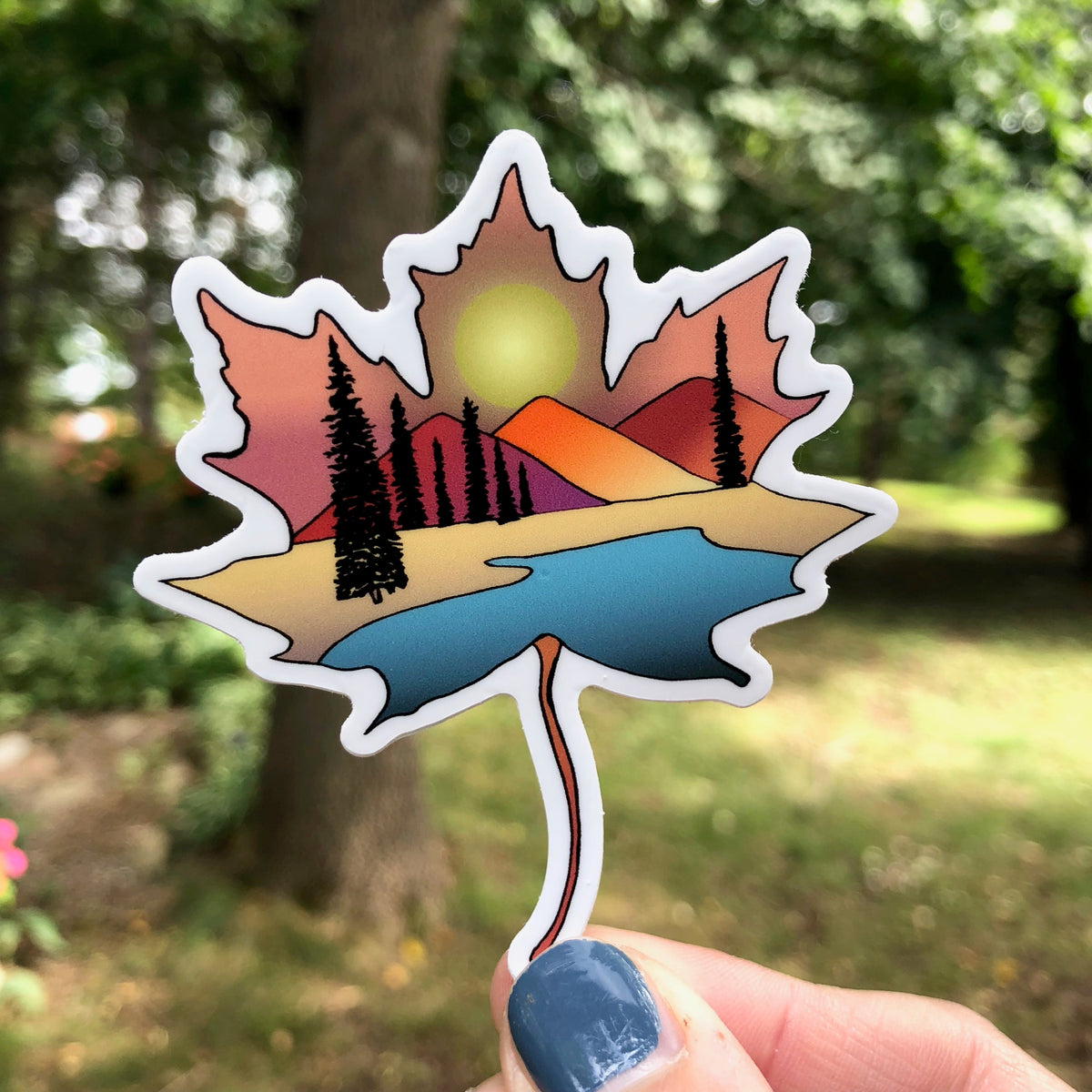 "Maple Leaf" Hand illustrated Colorful Maple Leaf Sticker