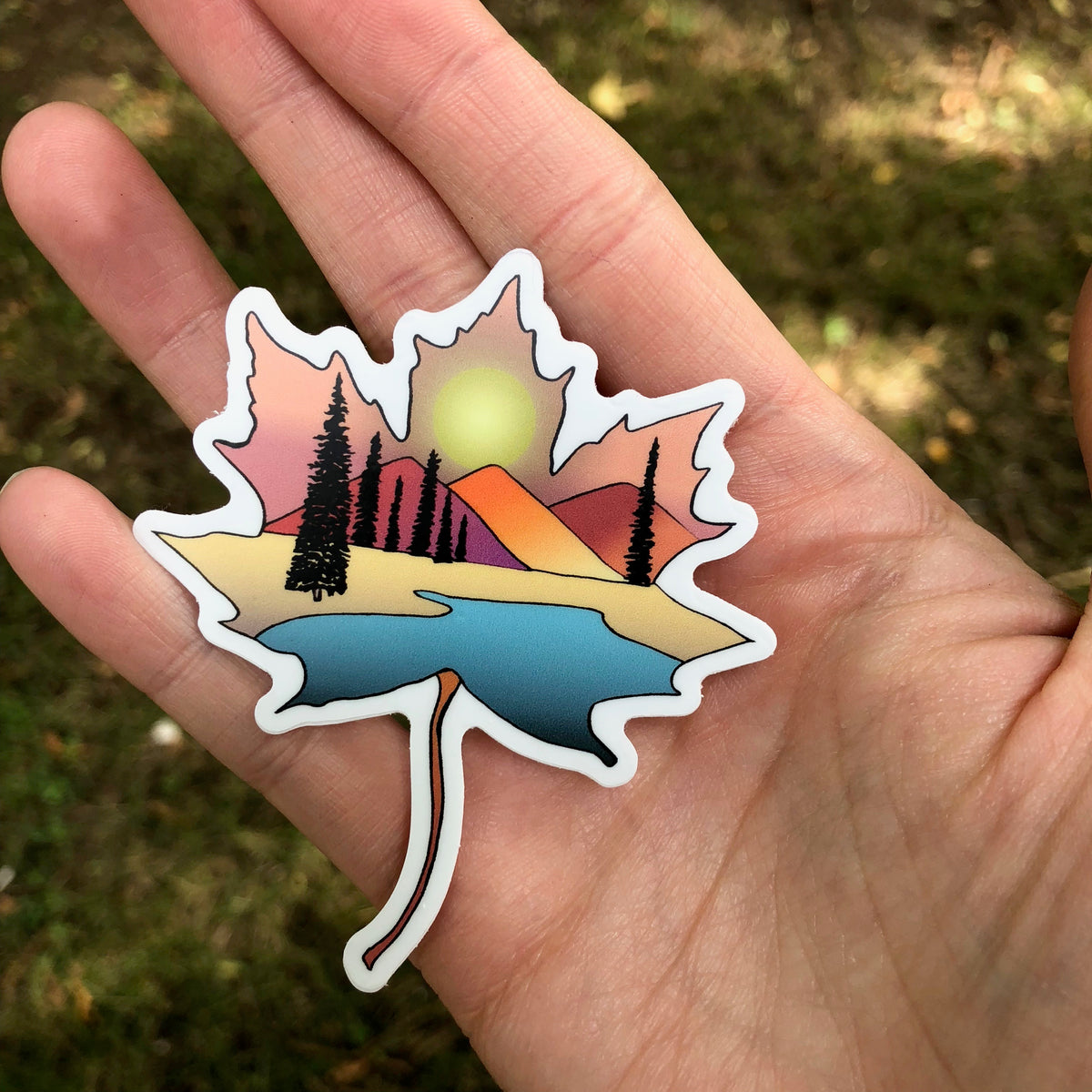 "Maple Leaf" Hand illustrated Colorful Maple Leaf Sticker