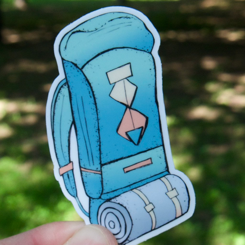 Camping Backpack Vinyl Sticker