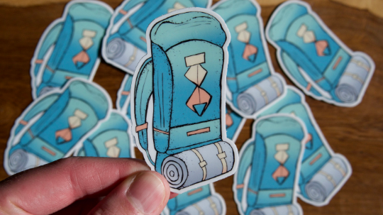 Camping Backpack Vinyl Sticker