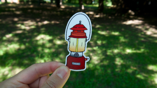 Red Lantern Camping Vinyl Sticker