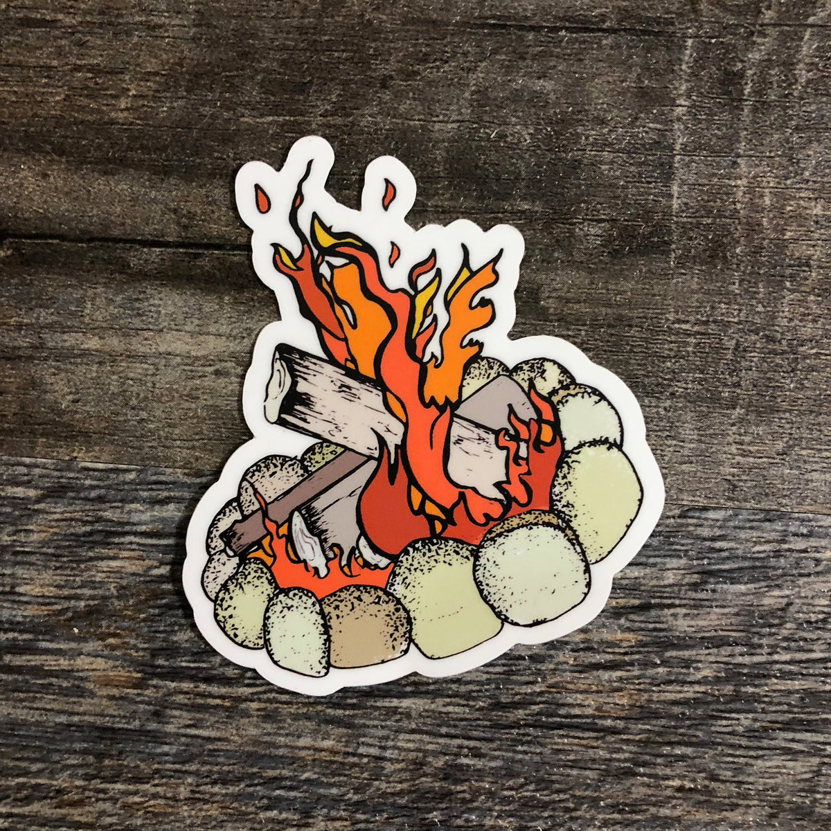 Round the Campfire Illustrated Vinyl Campfire Sticker