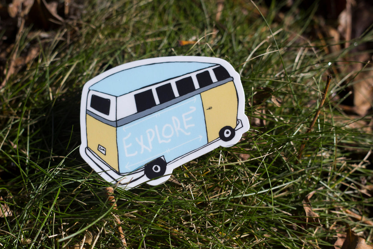 Explorer Retro Camping Van Sticker