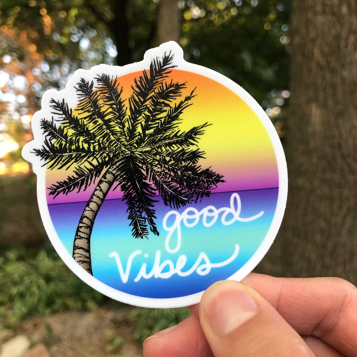 "Good Vibes" Tropical Beach Sticker