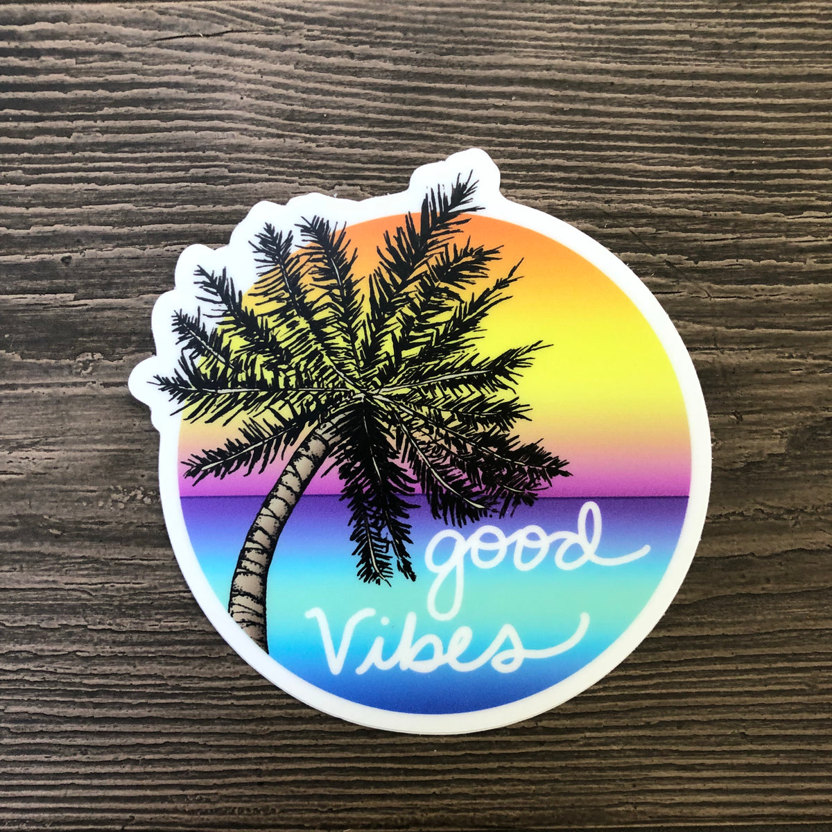 "Good Vibes" Tropical Beach Sticker