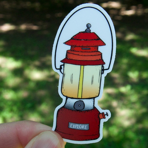 Red Lantern Camping Vinyl Sticker