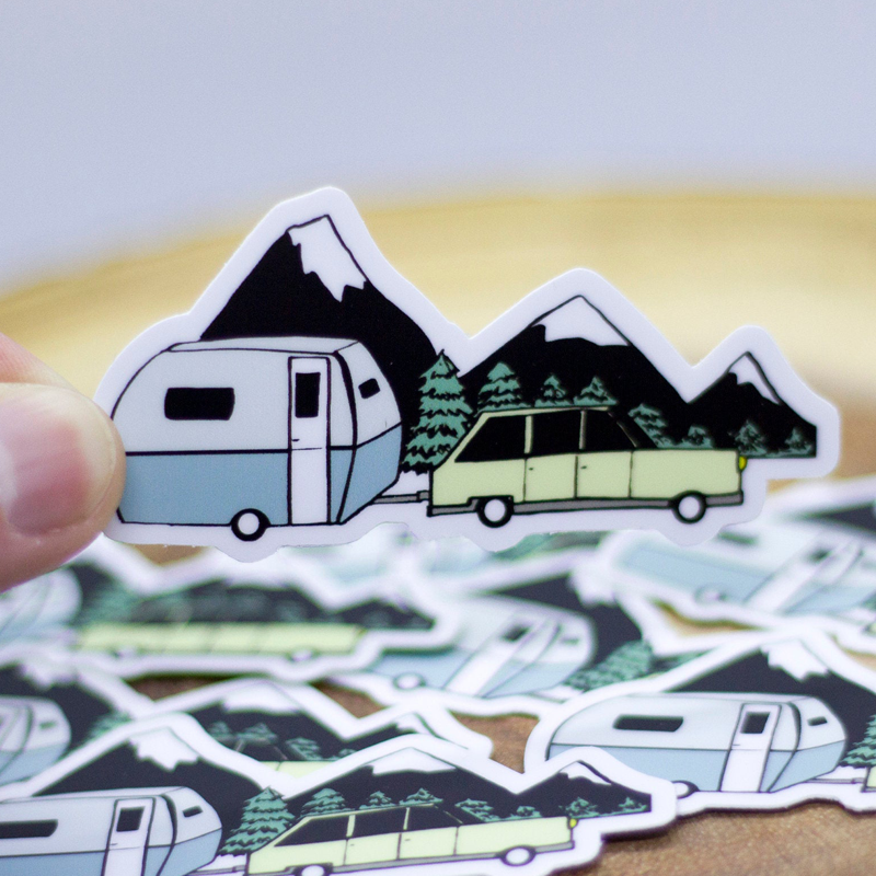 Road Trip Retro Camper Adventure Sticker